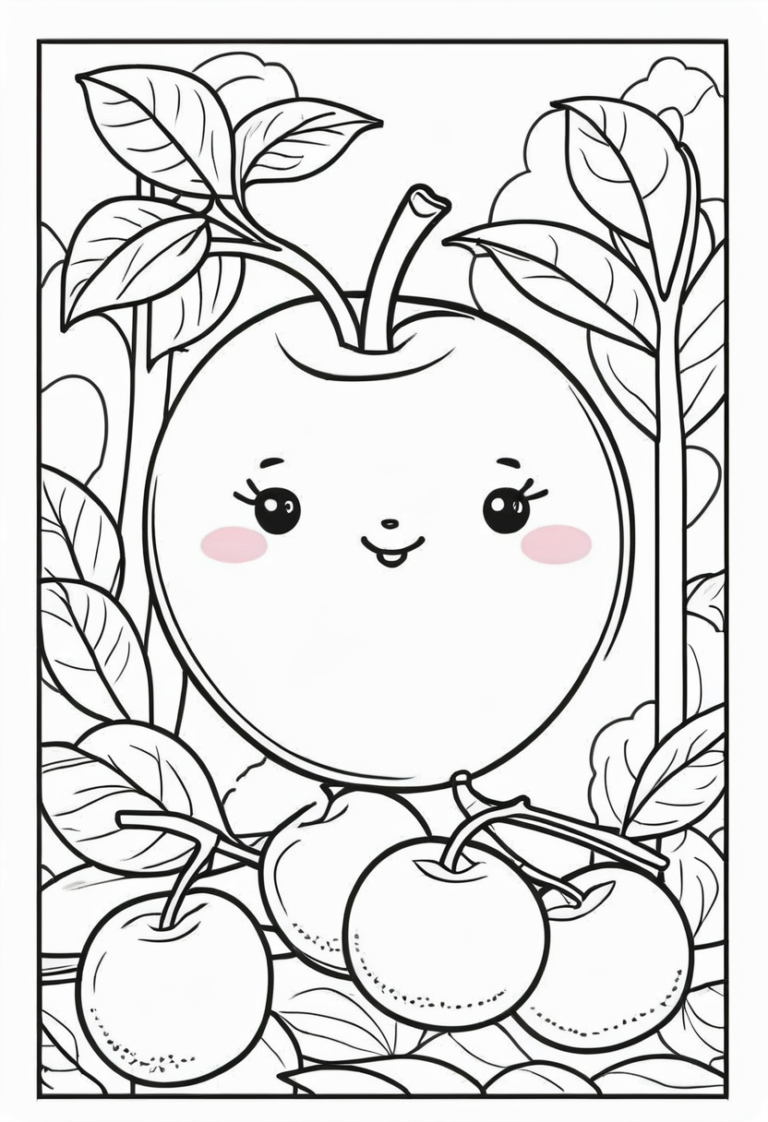 Plum Coloring Page – Color My Pages