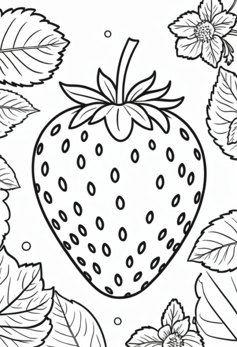 Strawberry Coloring Page Printable – Color My Pages