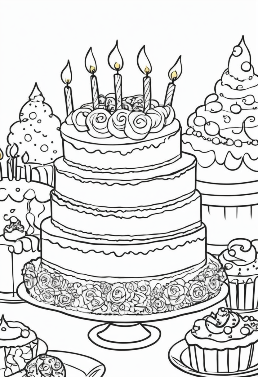 Sweet Birthday Cake Colorings – Color My Pages