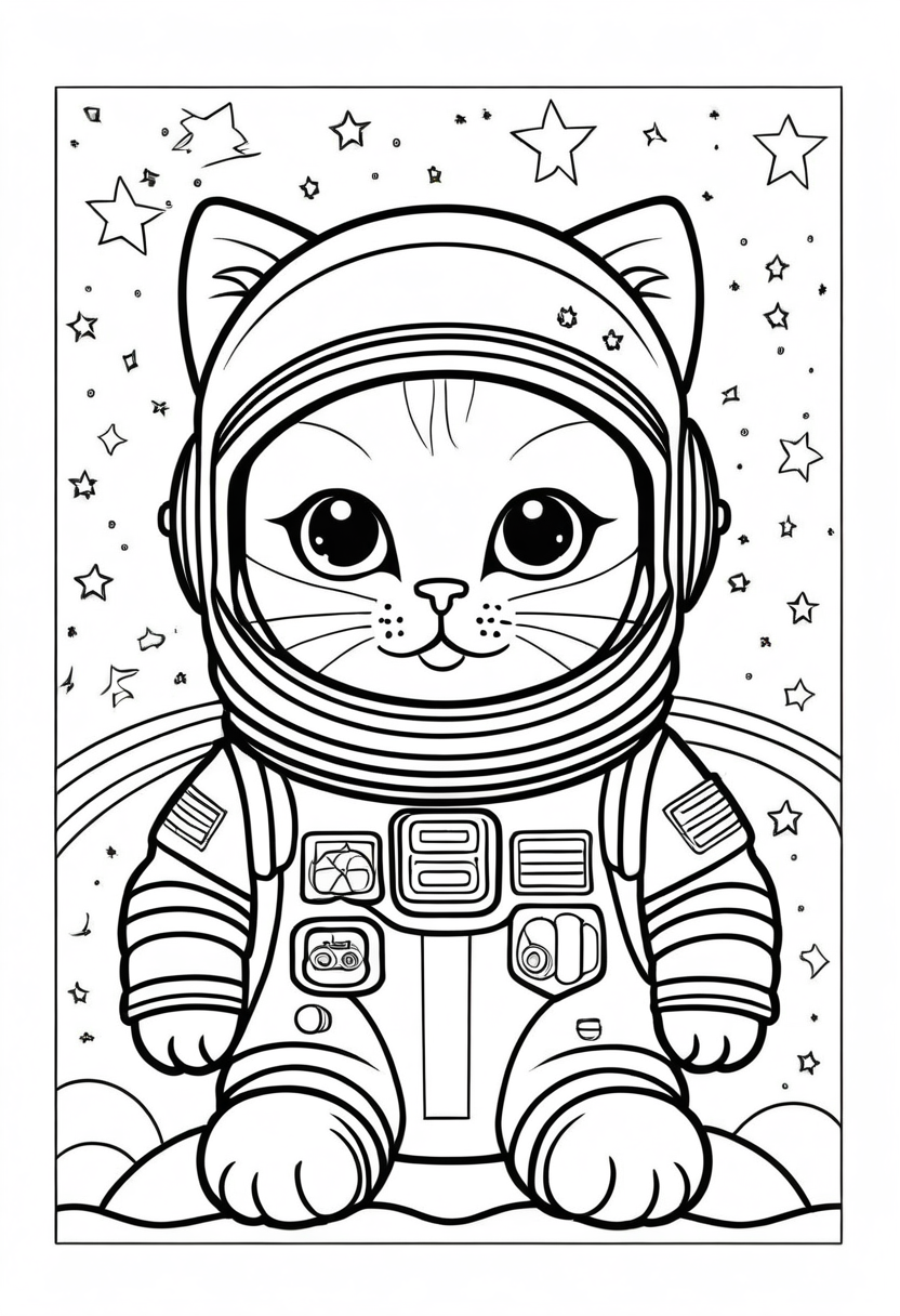 Astronaut Cat Coloring Page for Kids – Color My Pages