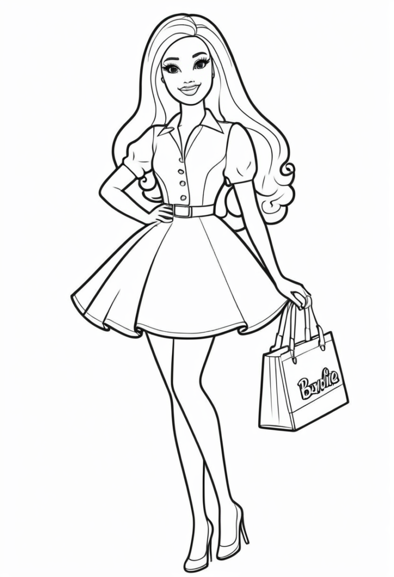 Barbie Coloring Page for Kids – Color My Pages