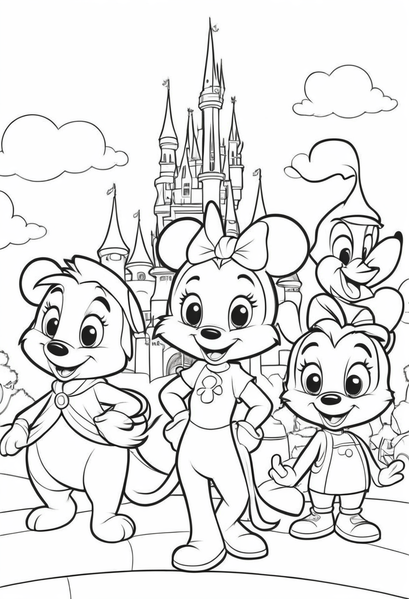Disney Characters Coloring Page for Kids – Color My Pages