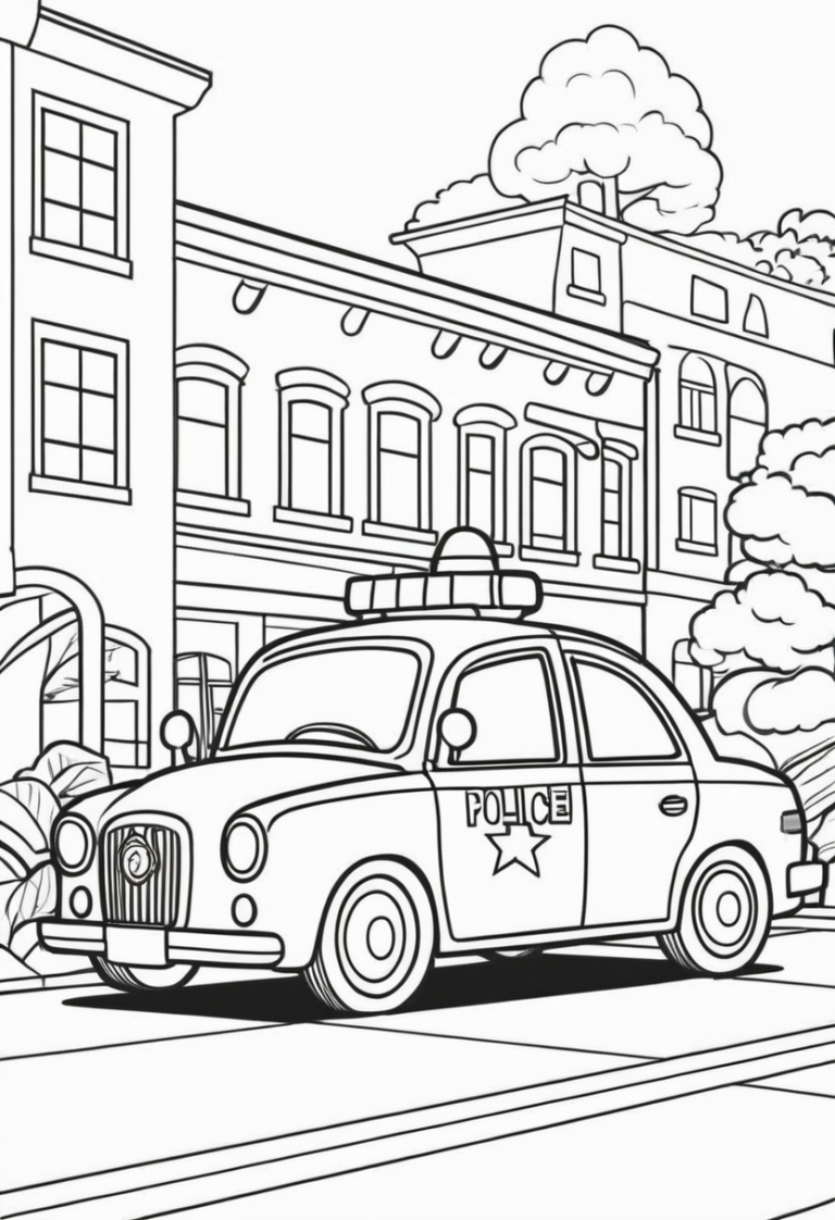 Kids’ Police Car Coloring Fun – Color My Pages