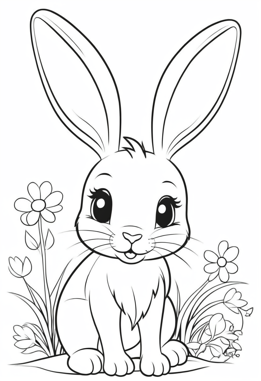 Rabbit Coloring Page for Kids – Color My Pages