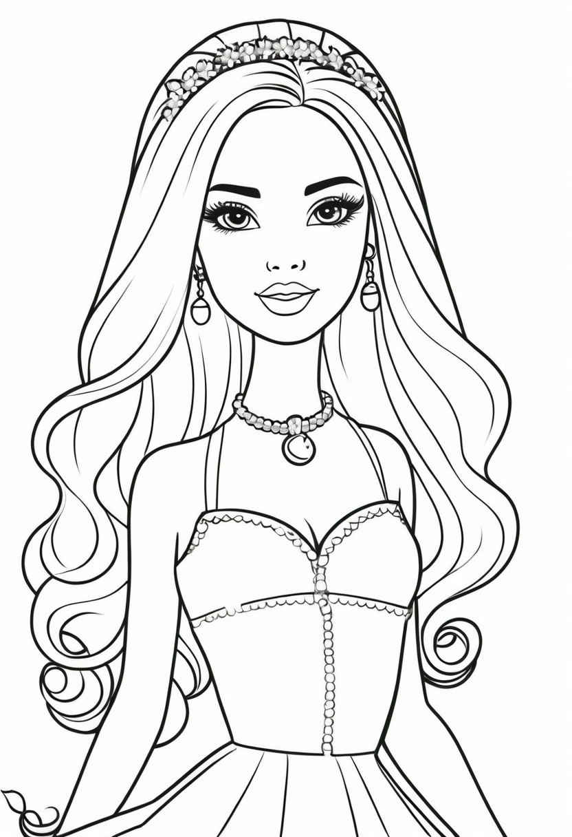 Barbie Coloring Page For Kids – Color My Pages