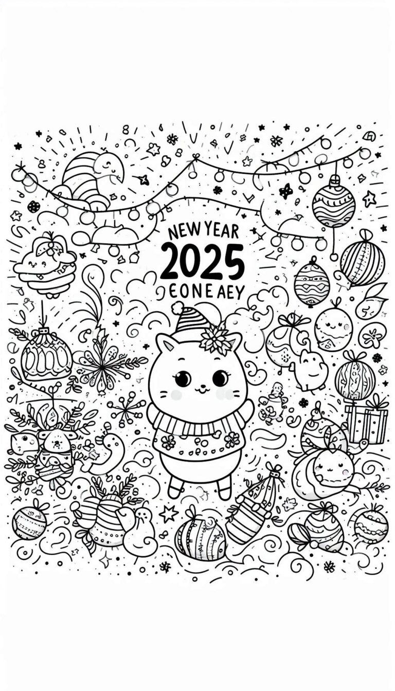 New Year 2025 Coloring Pages – Color My Pages