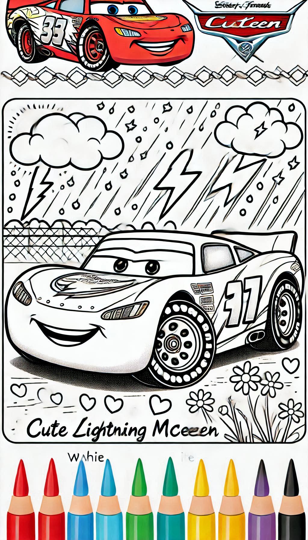Cute Lightning Mcqueen Pictures Coloring Page – Color My Pages