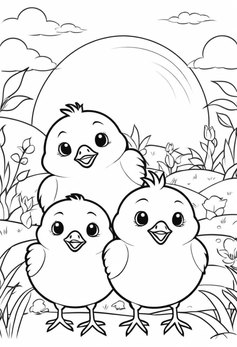 Cute Chicks Coloring Page – Color My Pages