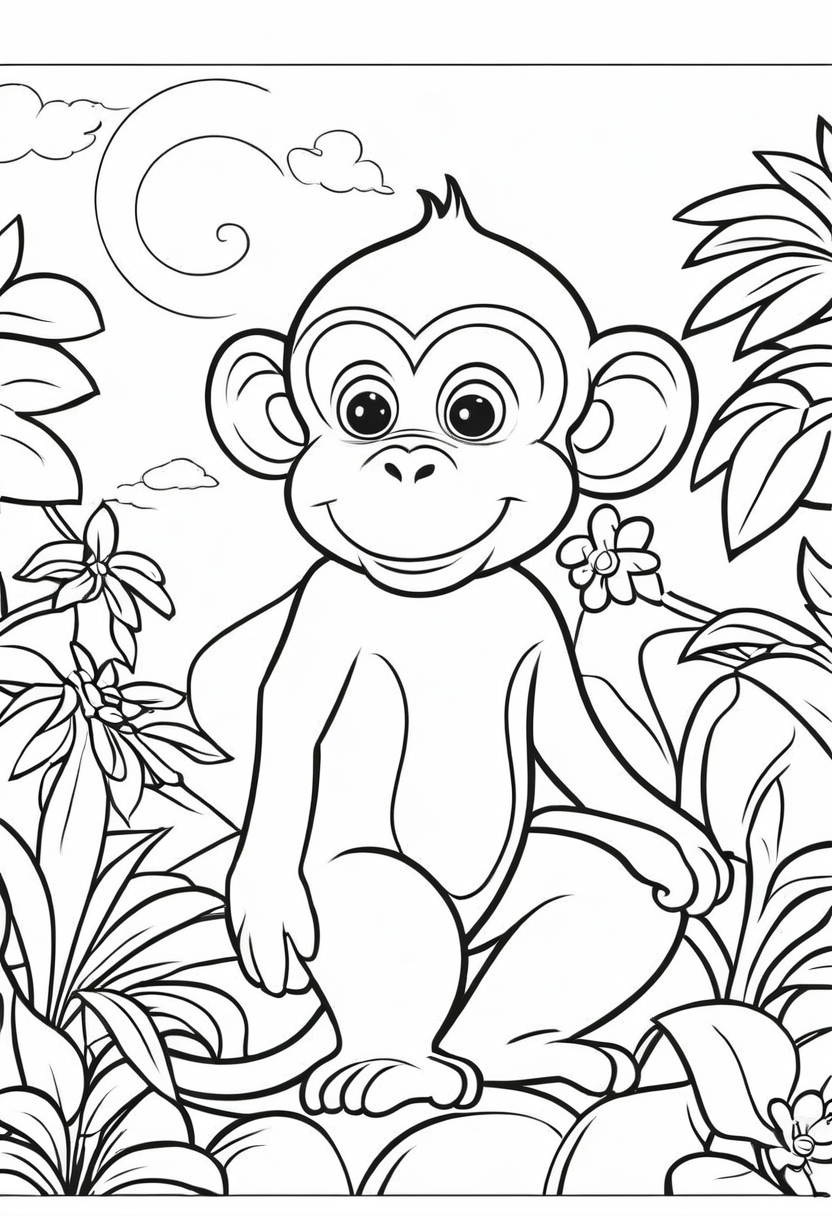 Free Printable Monkey Coloring Page – Color My Pages