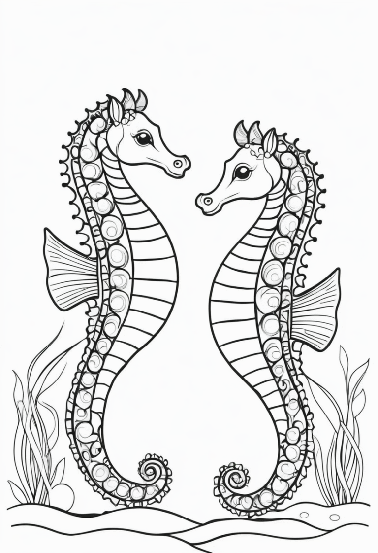 Free Printable Seahorse Picture Coloring Page – Color My Pages