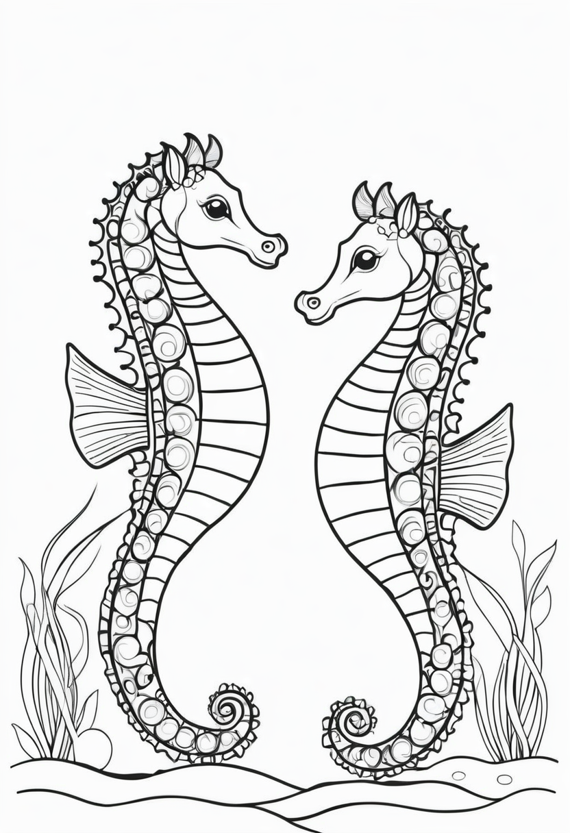 Free Printable Seahorse Picture Coloring Page – Color My Pages