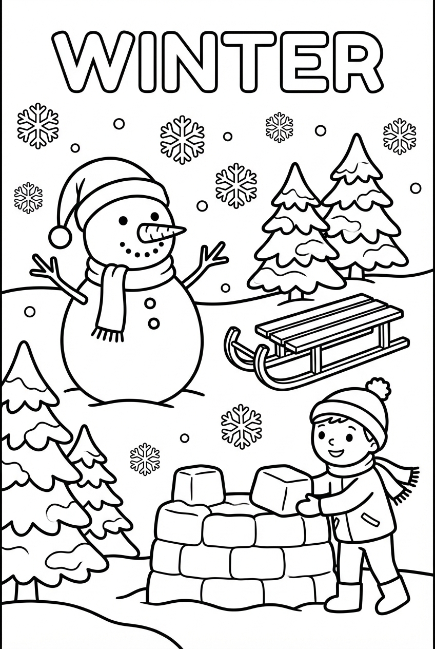 Winter Coloring Page Worksheet – Color My Pages